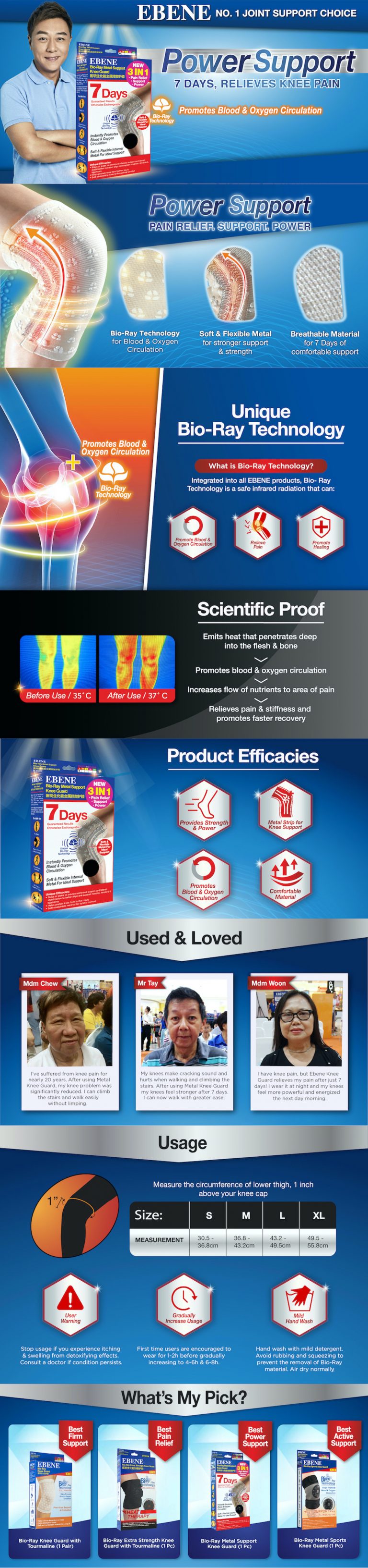 Bio-Ray Metal Support Knee Guard - EBENE Singapore